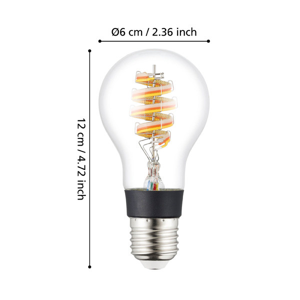 Eglo Zigbee Smart lamp E27 | Peer A60 | Filament | Helder | RGB + 3000K | 4.9W Eglo 123led.nl